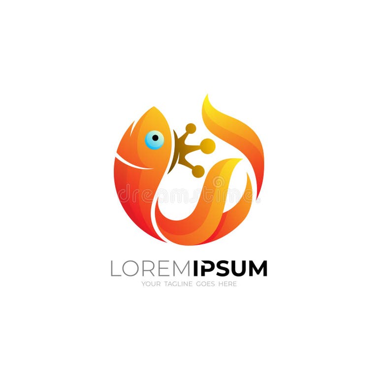 Fish Icon and Crown on it, Abstract Fish Logo Template Stock Vector ...