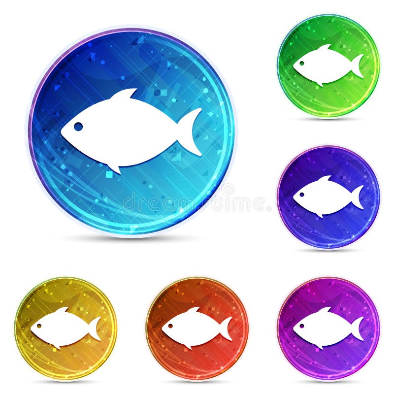 Fish Icon Digital Abstract Round Buttons Set Illustration Stock Vector ...