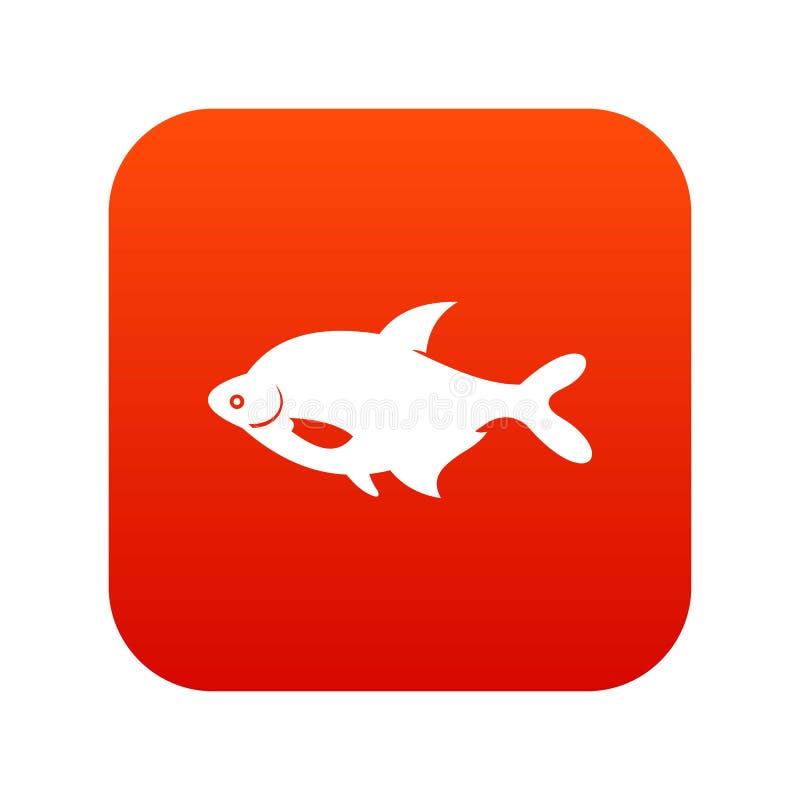 Fish icon digital red stock vector. Illustration of fauna - 102015915