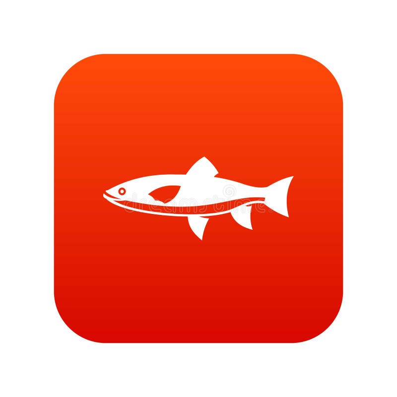Fish icon digital red stock vector. Illustration of fishing - 102017825