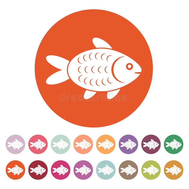 The fish icon. Fish symbol stock vector. Illustration of button - 78834285