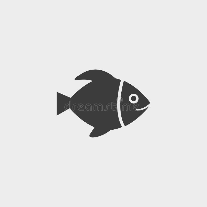 Fish Icon in a Flat Design in Black Color. Vector Illustration Eps10 ...