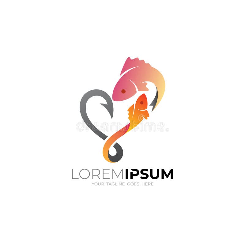 The Fish Icon and Hook from a Heart Logo Stock Vector - Illustration of ...