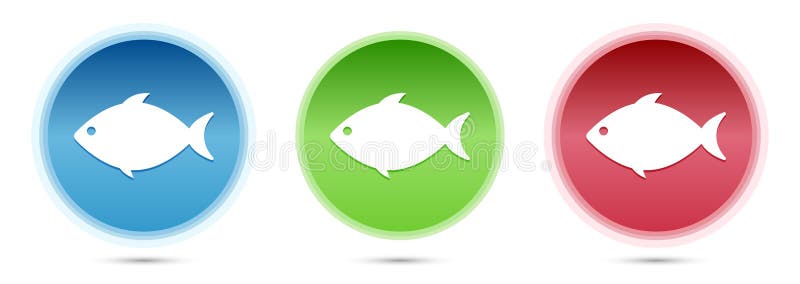 Fish Icon Glass Round Buttons Set Illustration Stock Vector ...