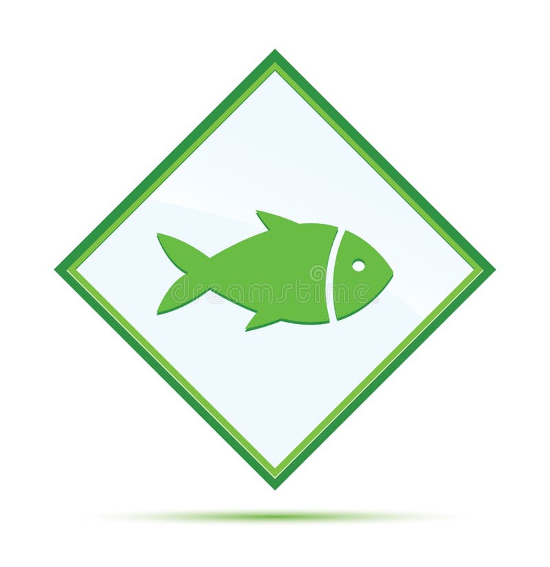 Fish Icon Modern Abstract Green Diamond Button Stock Illustration ...