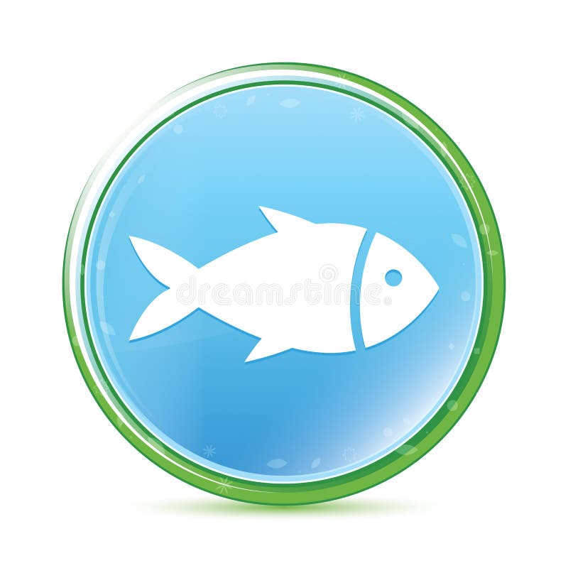 Fish Icon Natural Aqua Cyan Blue Round Button Stock Illustration ...