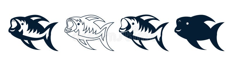 Fish Icon Set Illustration. Illustration Icon Related To Water Animals ...