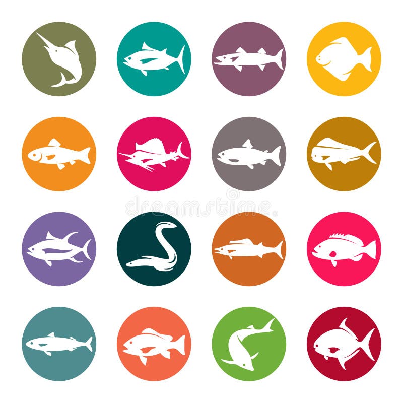 Fish icon set stock vector. Illustration of aquarium - 97212739