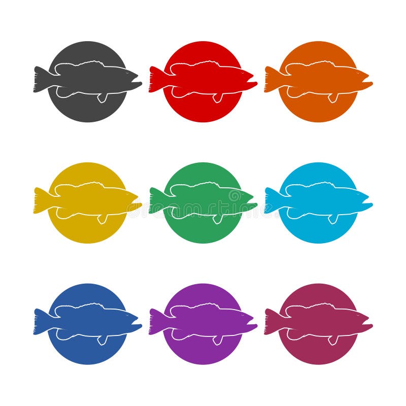 Fish Icon, Simple Icon, Color Set Isolated on White Stock Vector ...