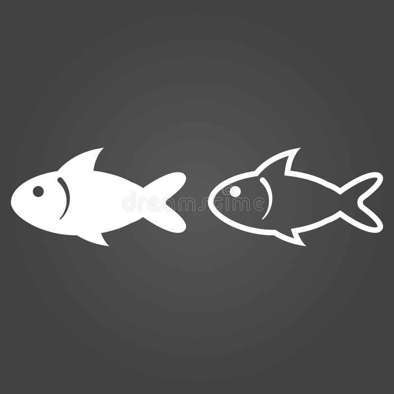 Fish Icon. Solid and Outline Versions Stock Vector - Illustration of ...
