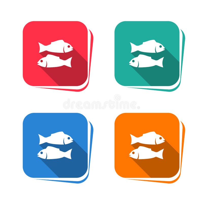 Fish icon on square button stock vector. Illustration of sign - 195193502