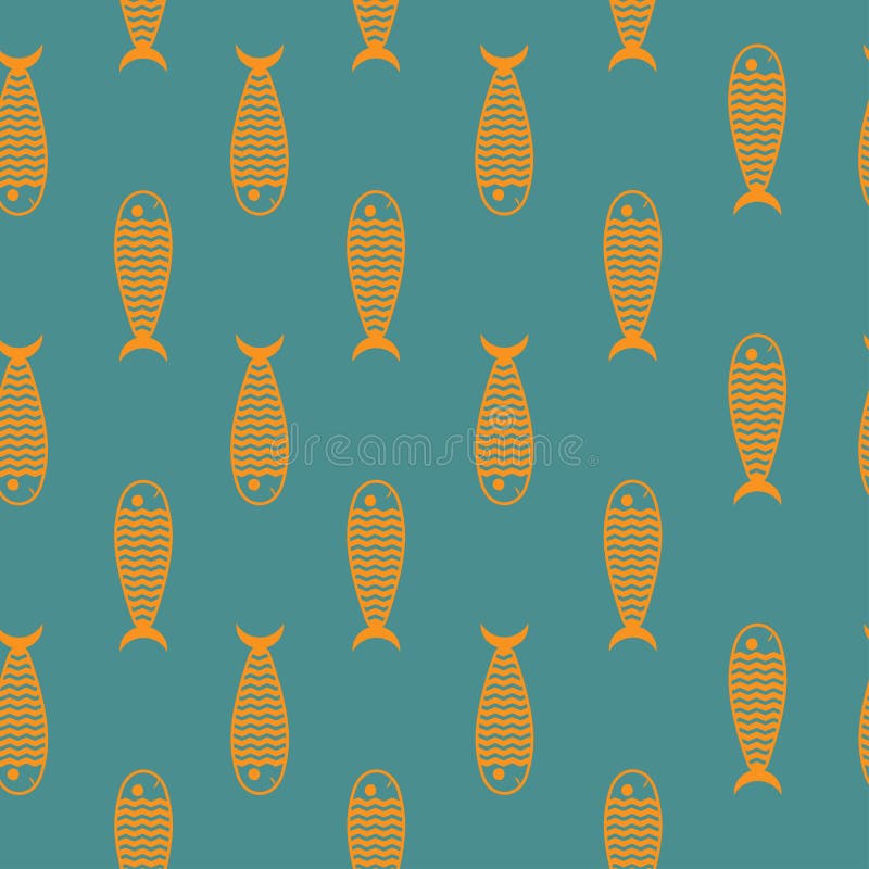 Orange Fish on Green Background Seamless Pattern Stock Vector ...