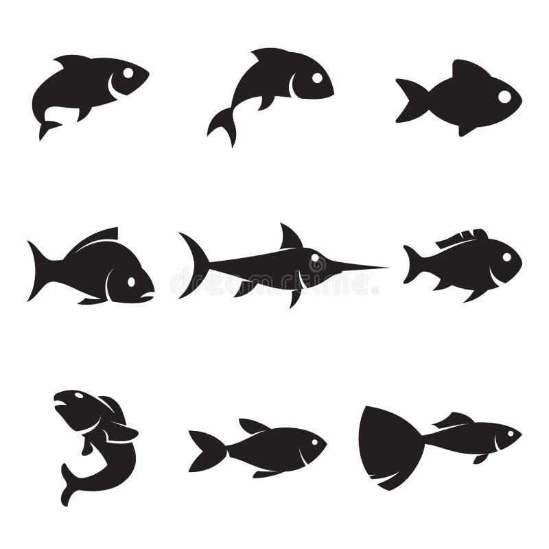 Fish icons stock illustration. Illustration of shape - 98665159