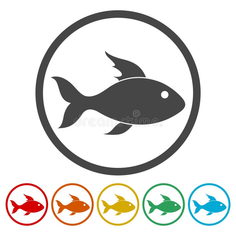Fish Circle icon stock vector. Illustration of aquaculture - 129630948