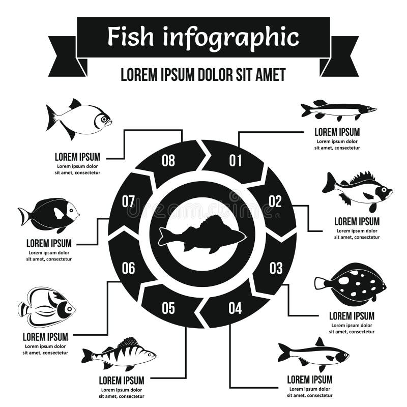 Fish Infographic Concept, Simple Style Stock Vector - Illustration of ...