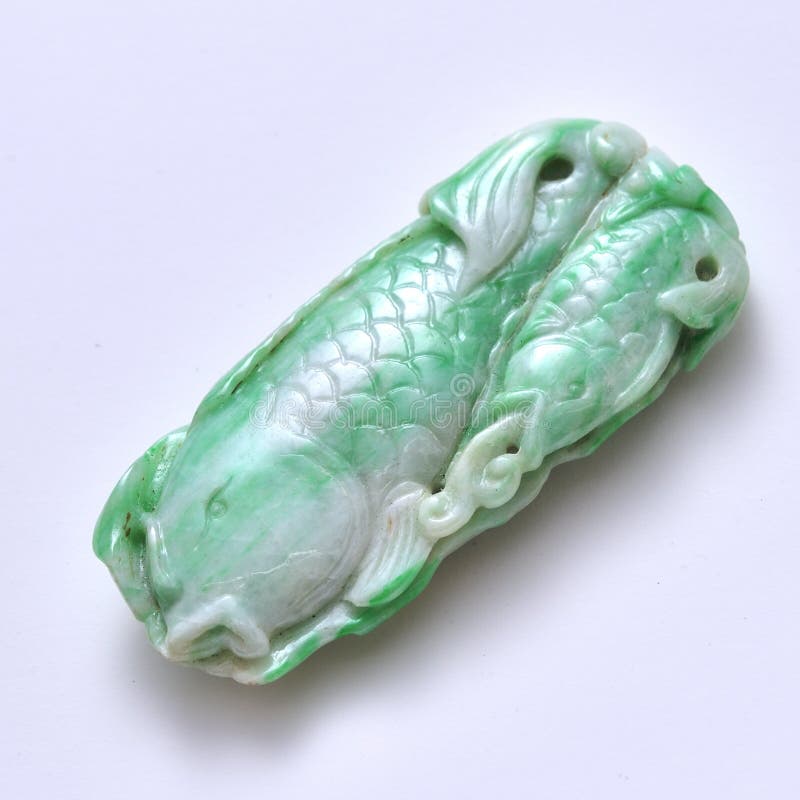 Fish Jade Sculpture Gemstone Pendant Stock Photo - Image of engrave ...