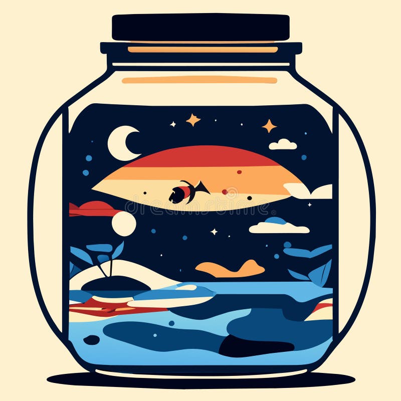 Fish in a Jar. Vector Illustration in Doodle Style Stock Vector ...