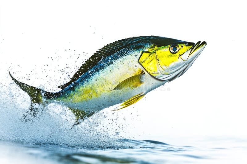 A Fish Jumping High Out of the Water, with Ripples and Sunlight ...