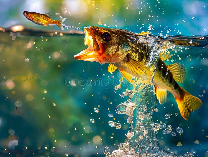 A Fish is Jumping Out of the Water Stock Image - Image of bass, bubble ...