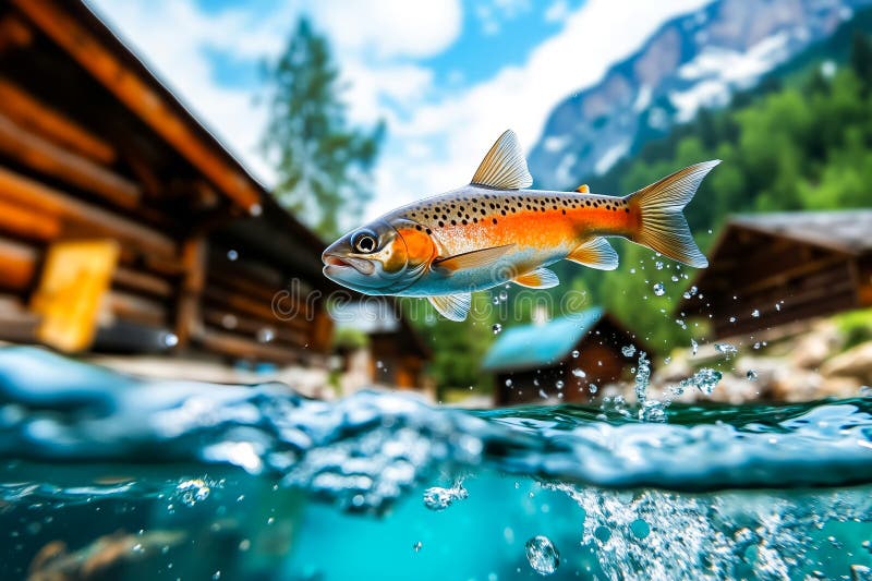 A Fish that is Jumping Out of the Water Stock Photo - Image of ...