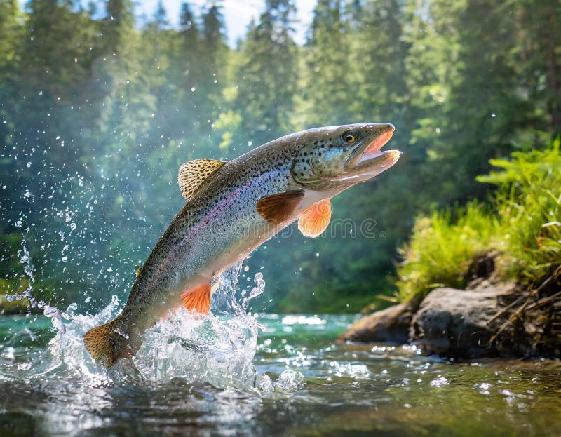 A Fish is Jumping Out of the Water Stock Illustration - Illustration of ...