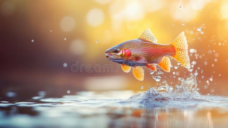 A Fish Jumping Out of Water with a Splash Effect Stock Illustration ...