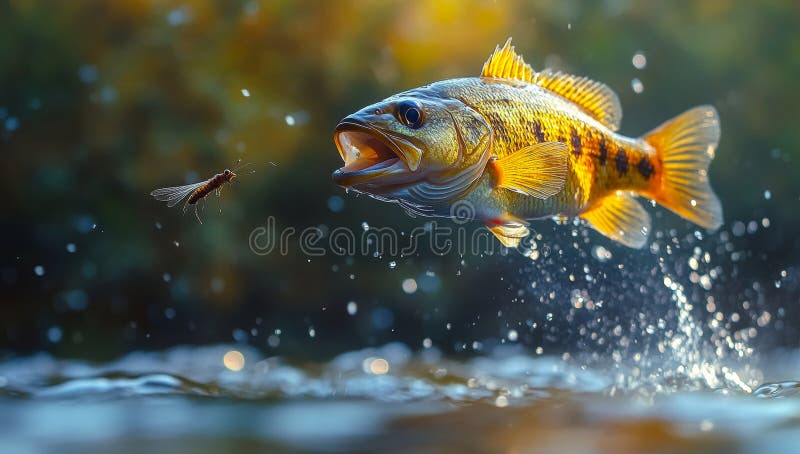 Fish Jumping Out Water Catch Bug Stock Photos - Free & Royalty-Free ...