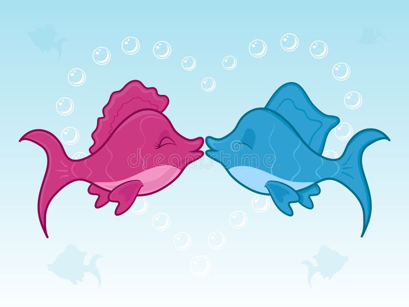 Fish kiss stock vector. Illustration of heart, romance - 19470556