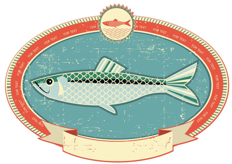 Fish Label on Old Paper Texture. Stock Vector - Illustration of ...