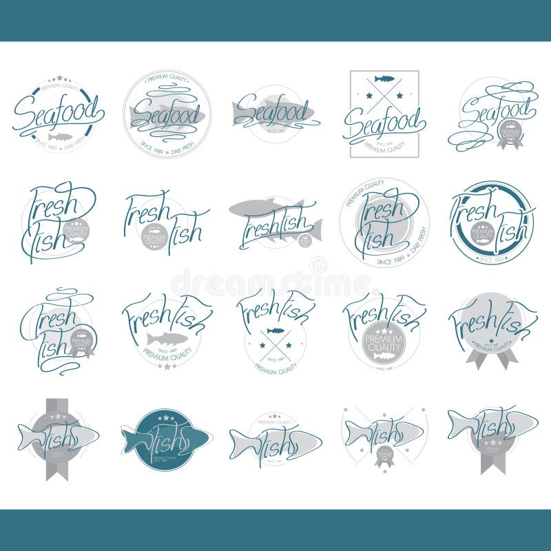 Fish Labels Set. Abstract Vector Packaging Design Layouts Collection ...