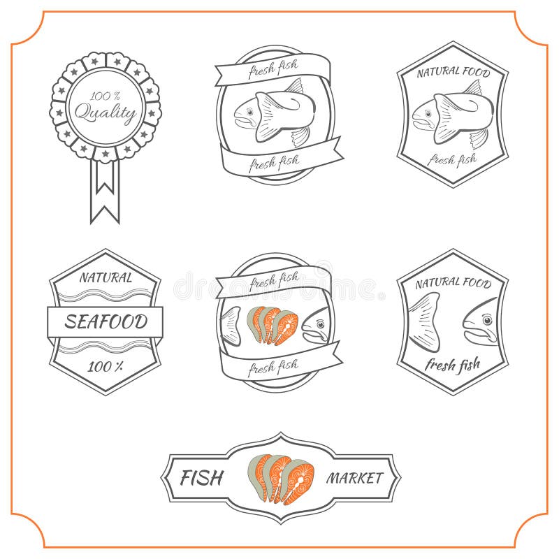 Fish labels stock illustration. Illustration of label - 48782592