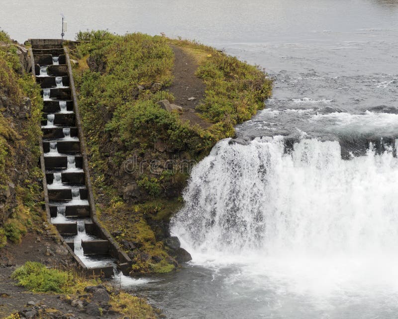 Faxi waterfall fish ladder stock photo. Image of moss - 261429266