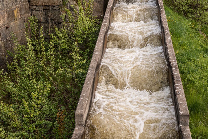 Fish Ladder with Running Water Stock Image - Image of fishing, salmon ...