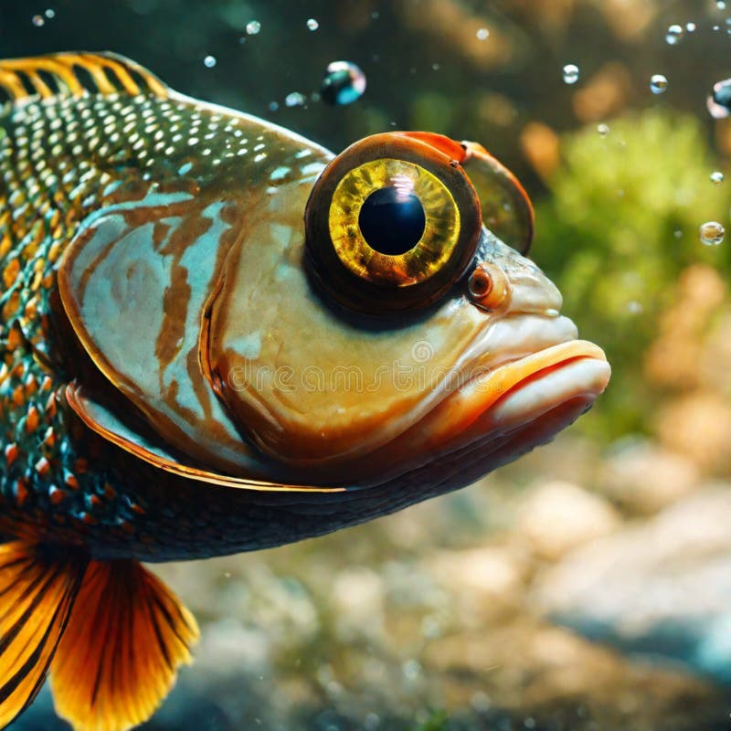 A fish with large eyes stock illustration. Illustration of amphibian ...