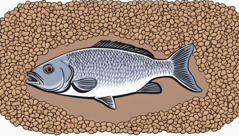 A Fish is Laying on a Bed of Beans Stock Illustration - Illustration of ...
