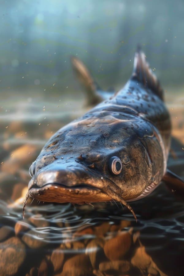 A Fish Laying Down in the Water, Suitable for Aquatic Themes Stock ...