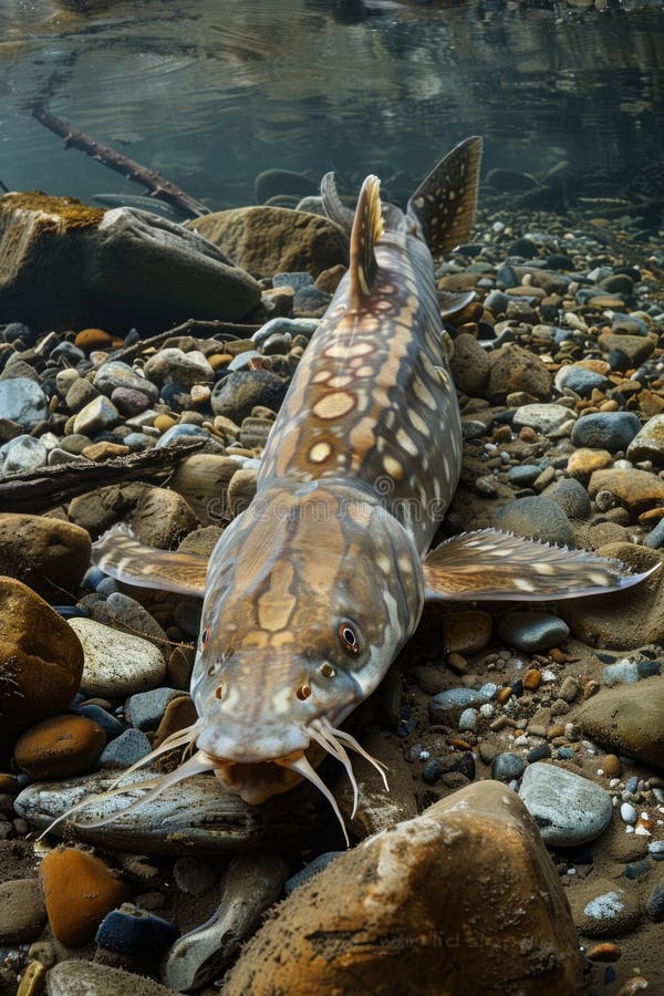 A Fish Laying on Rocks, Suitable for Marine Themes Stock Photo - Image ...