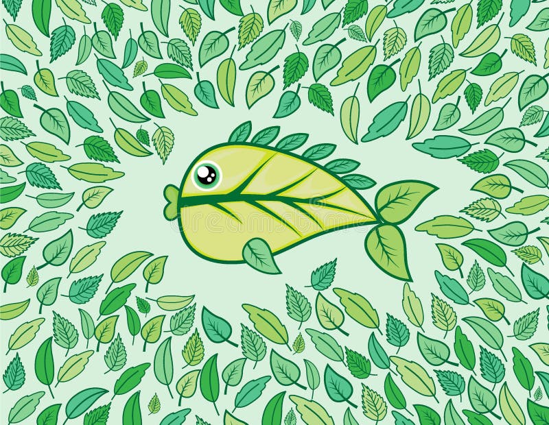 Fish from Leaf with Beautifull Green Colour Stock Illustration ...