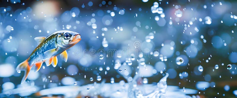 A Fish Leaping Out of the Water and Breaking the Surface Creating a ...