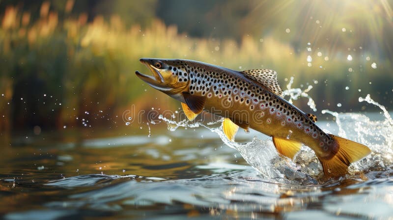 The Fish Leaping Trout. AI Generated Stock Image - Image of reflection ...