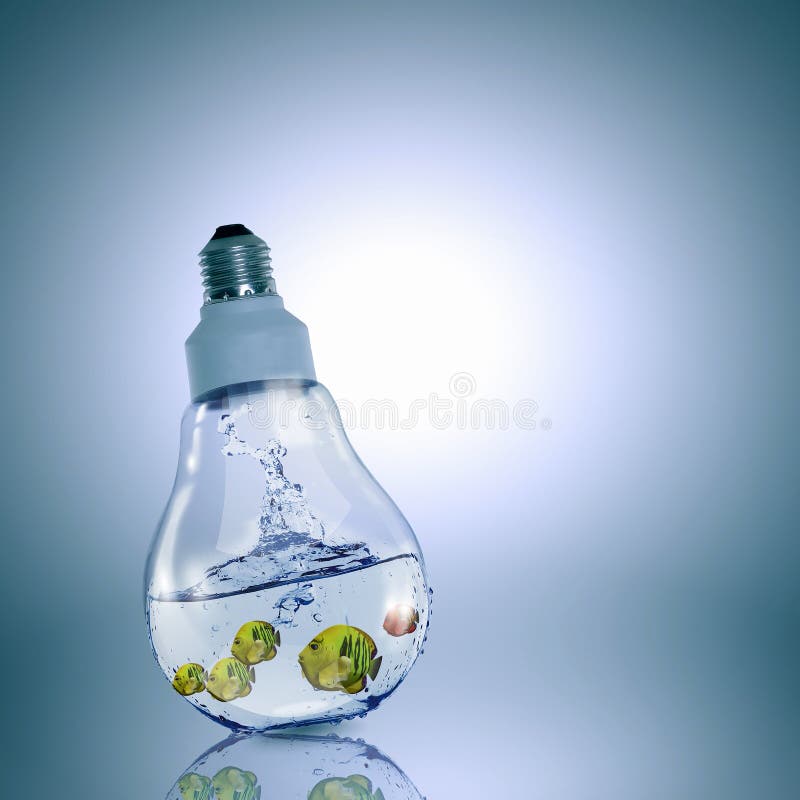 Fish in light bulb stock image. Image of aquarium, electric - 59993351