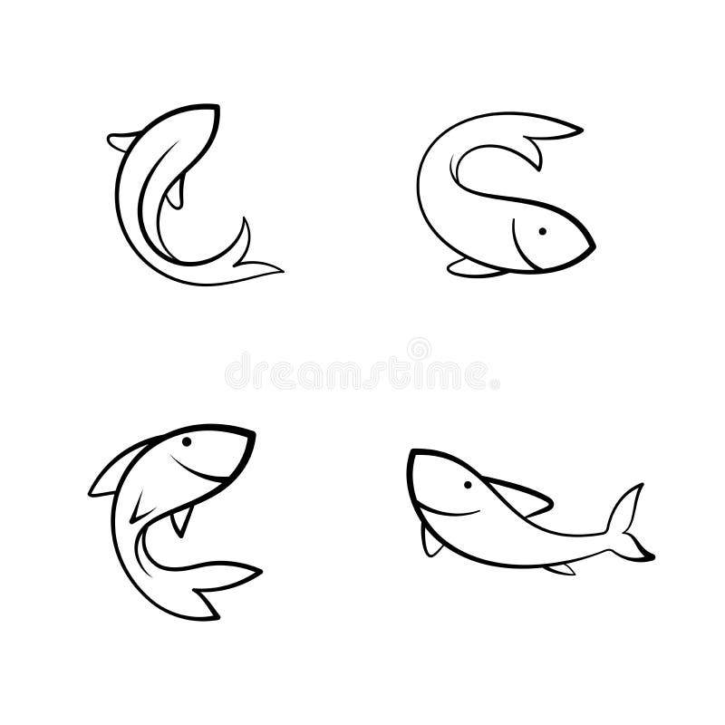 Fish Line Icon, Abstract Fish Vector Illustration Stock Vector ...