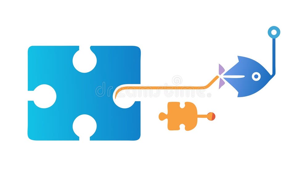 Fish on Line Puzzle, Catching Ideas & Problem Resolution, Vector Design ...