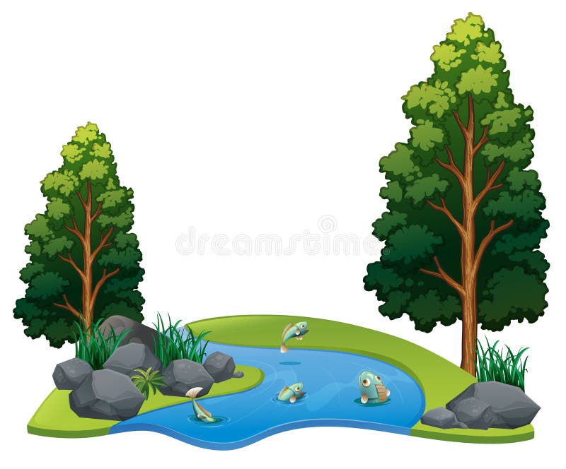 Fish Living in River Landscape Stock Vector - Illustration of clipart ...