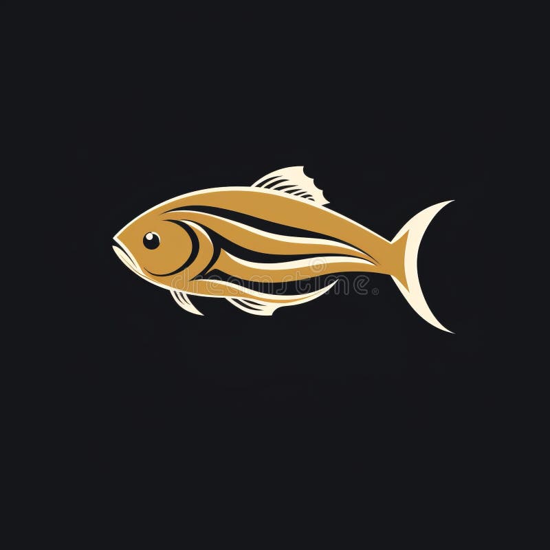 Golden Striped Fish Logo Design Template Stock Illustration ...