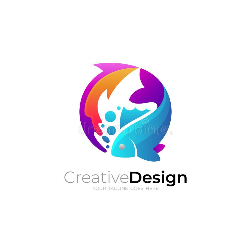 Fish Logo with Circle Design Colorful, Fish and Arrow Stock Vector ...