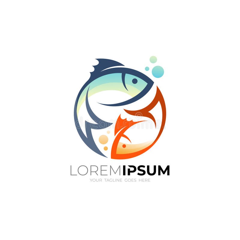 Fish Logo with Circle Design, Double Fish Logos Stock Vector ...