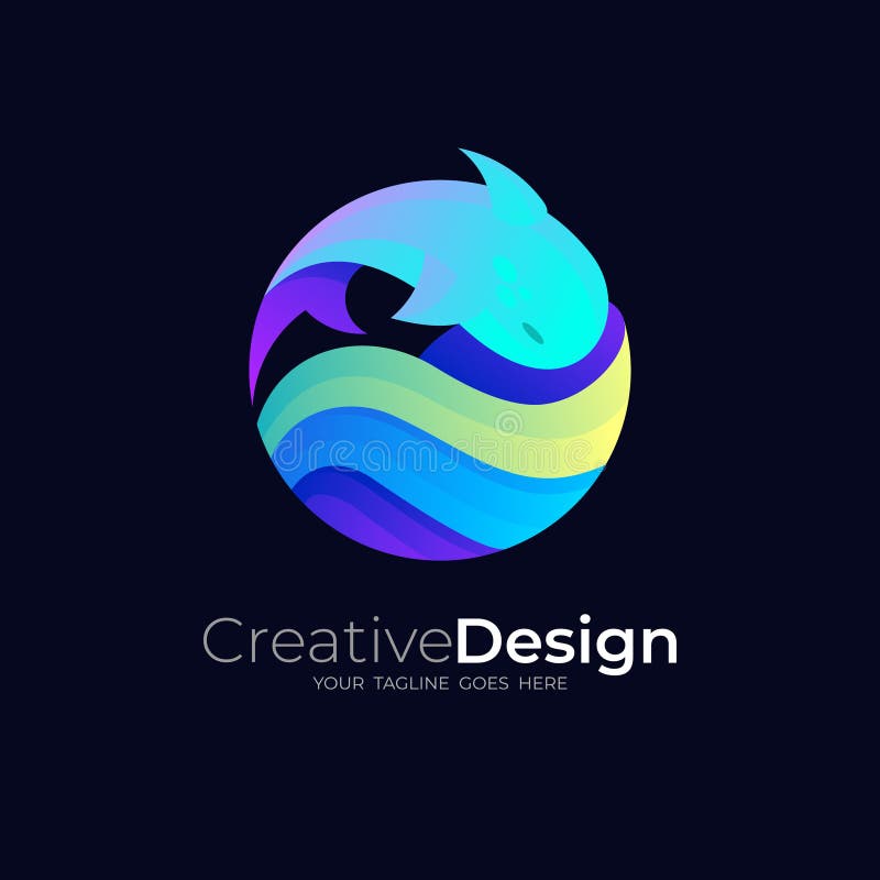 Fish Logo with Circle Design Illustration, 3d Colorful Logos Stock ...