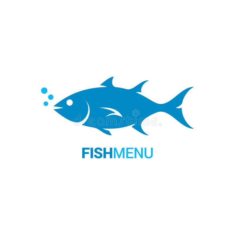 Fish Logo Menu. Fish Bones in the Form of a Fork on Black Background ...
