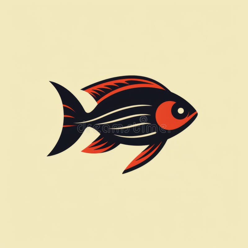 Minimalist Fish Illustration Design with Egyptian Iconography Stock ...